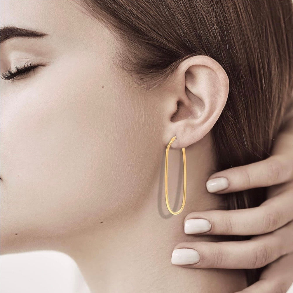 Stylish U shaped Hoops - 9ct Yellow Gold (34mm x 14,5mm) – Vixen The ...